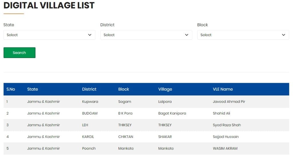 CSC Digital Village VLE List 2024 डिजीगांव पंजीकरण / लॉगिन